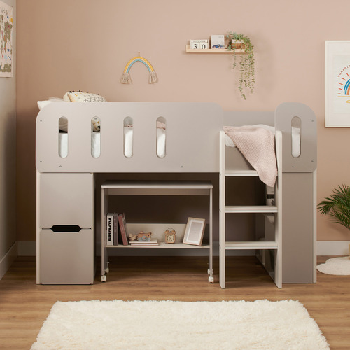 Folly Single Loft Bed with Mattress | Temple & Webster