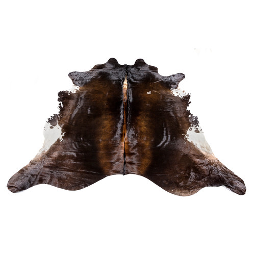 All Natural Hides and Sheepskins Mahogany Brown Natural Cowhide Rug ...