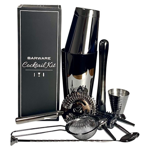 Gimlet Lane 10 Piece Black Professional Home Bar Kit | Temple & Webster