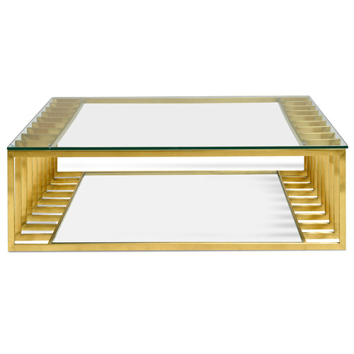 Harper & Hindley Brushed Gold Sancia Glass-Top Coffee Table | Temple ...