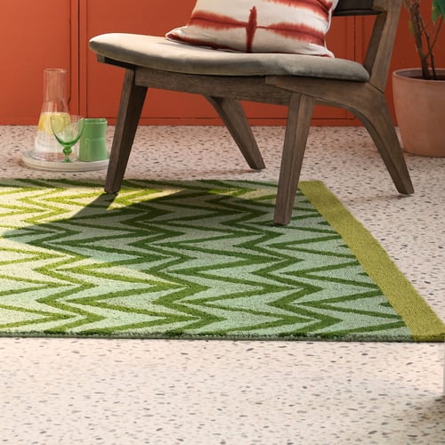 Green Dhurrie Indoor/Outdoor Rug | Temple & Webster