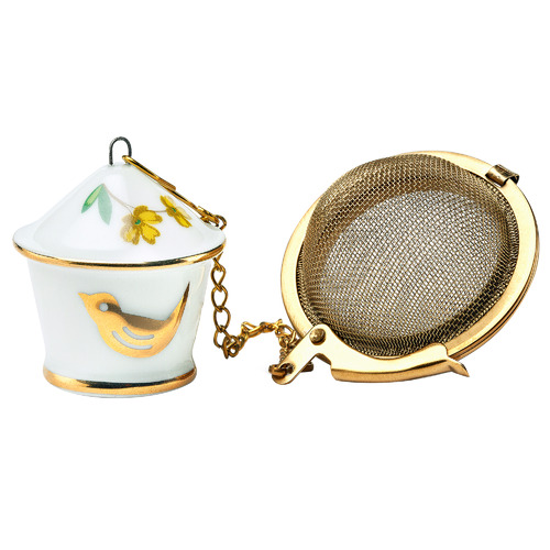 PipStudio White & Gold Birdhouse Porcelain Tea Infuser | Temple & Webster