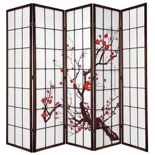 Storage Co 5 Panel Cherry Blossom Room Divider Screen | Temple & Webster