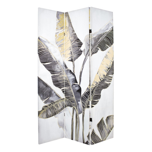 Storage Co 3 Panel Helvonia Leaves Canvas Room Divider | Temple & Webster