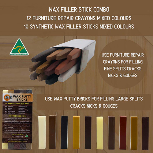 AussieFurnitureCare 22 Piece Furniture Repair Crayon & Putty Brick Set ...