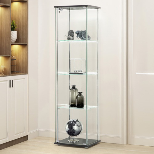 Core Living West 4 Tier Glass Display Cabinet with LED Temple Webster