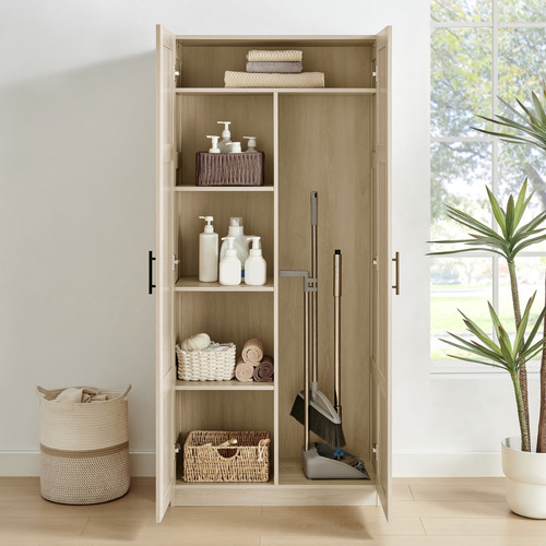 Core Living Morana 2 Door Broom Cupboard | Temple & Webster
