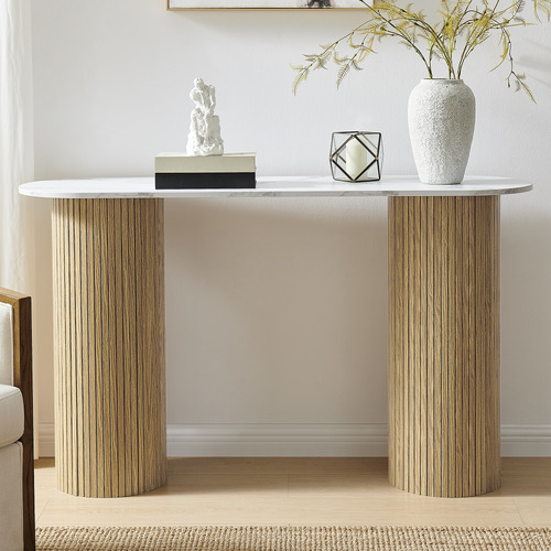 Core Living Callix Marble-Look Console Table | Temple & Webster