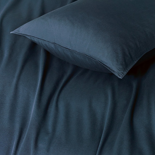 VioletteCasa Dark Indigo Ava Vintage Washed Cotton Quilt Cover Set ...