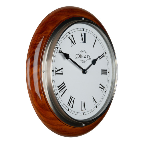 Cobb&Co 32cm Railway Pine Wood Roman Numeral Wall Clock | Temple & Webster