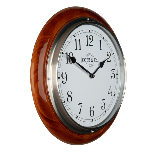 32cm Railway Pine Wood Arabic Numeral Wall Clock | Temple & Webster