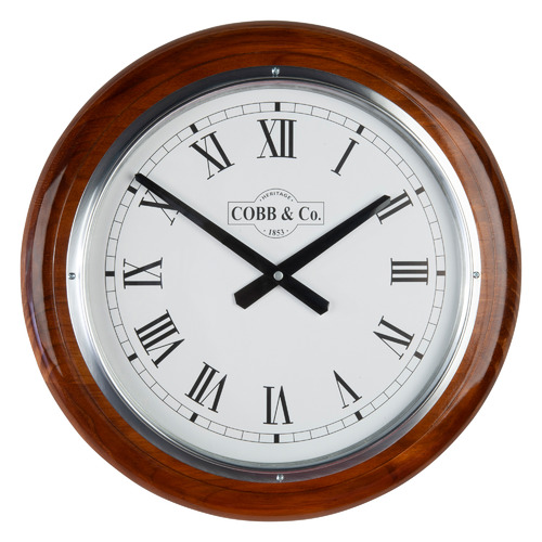 40cm Railway Pine Wood Roman Numeral Wall Clock | Temple & Webster