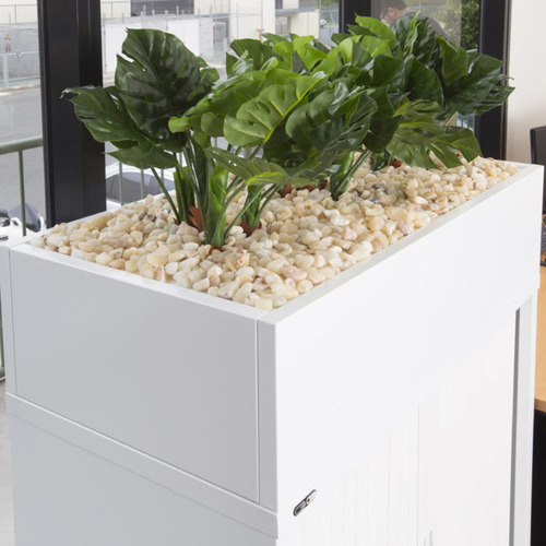 White Remo Steel Office Planter Box | Temple & Webster