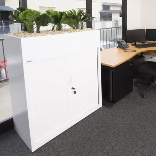 White Remo Steel Office Planter Box | Temple & Webster