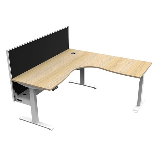 Hoffman Electric Sit & Stand Corner Desk with Screen | Temple & Webster