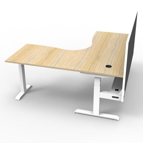 Hoffman Electric Sit & Stand Corner Desk with Screen | Temple & Webster