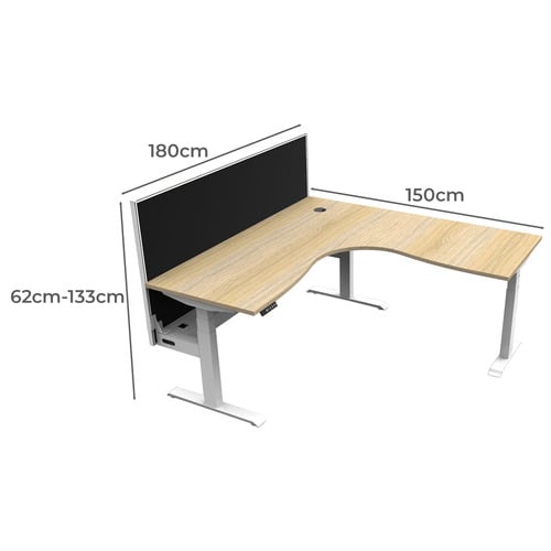 Hoffman Electric Sit & Stand Corner Desk with Screen | Temple & Webster