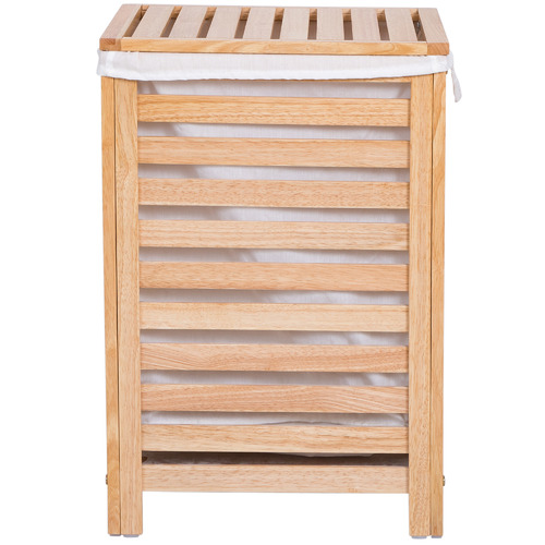 Temple & Webster Grayson Rubberwood Laundry Hamper