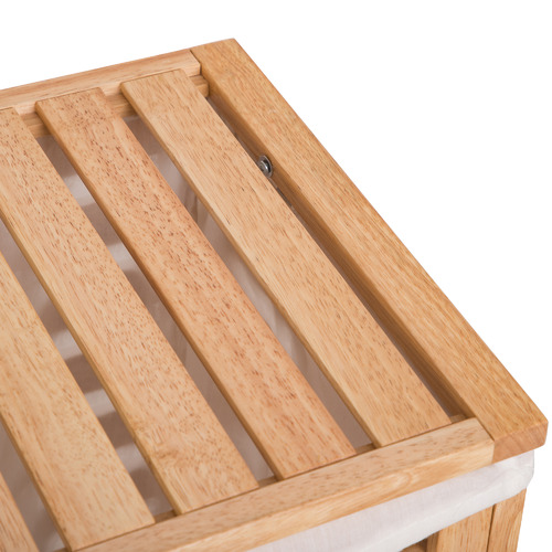 Temple & Webster Grayson Rubberwood Laundry Hamper