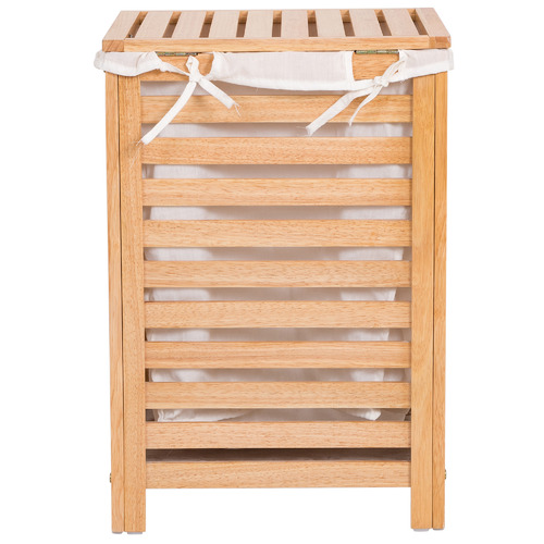 Temple & Webster Grayson Rubberwood Laundry Hamper