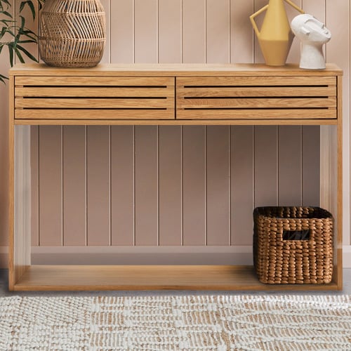 Temple & Webster Oak Xavi Slatted Console Table