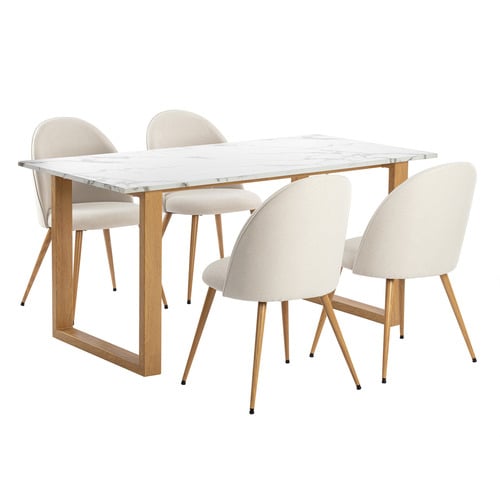 Temple & Webster Charlie Ski-Leg Faux Marble Dining Table