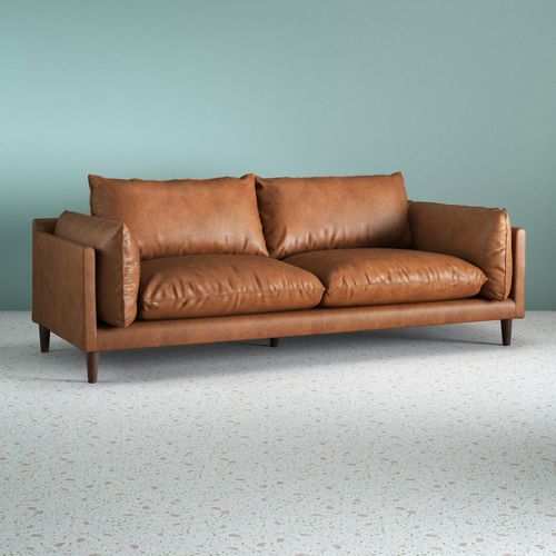 Temple & Webster Terry 3 Seater Genuine Leather Sofa