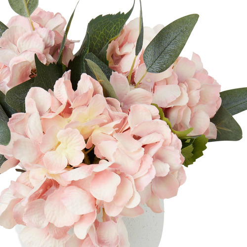 Temple & Webster 27cm Pink Potted Faux Hydrangea Arrangement