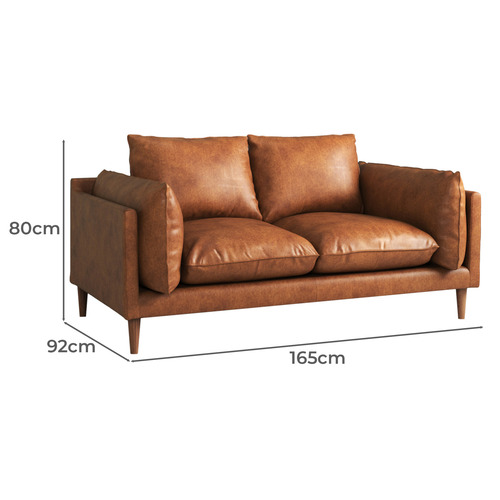 Temple & Webster Tan Terry 2 Seater Genuine Leather Sofa