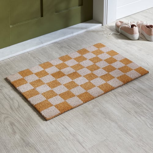 Checkerboard Coir & Vinyl Doormat | Temple & Webster