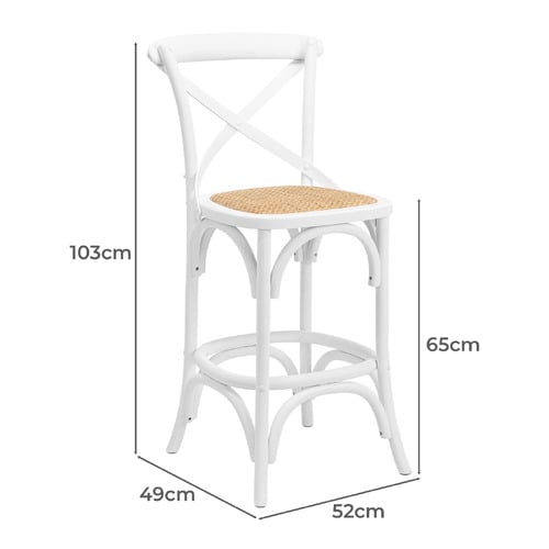 Temple & Webster 65cm Bella Cross Back Solid Birch Wood Bar Stool