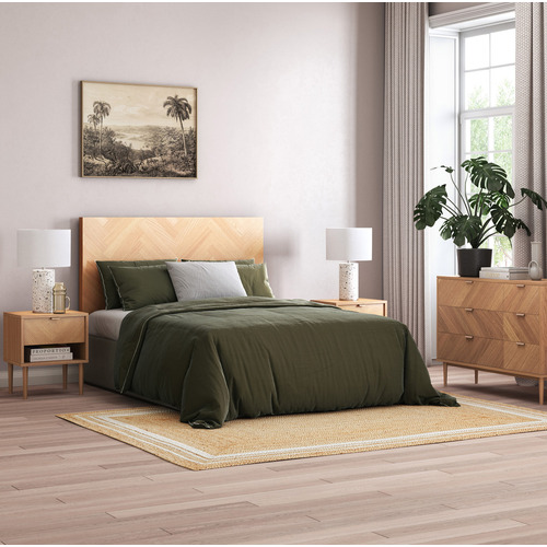 Temple & Webster 3 Piece Dion Herringbone Bedroom Furniture Set