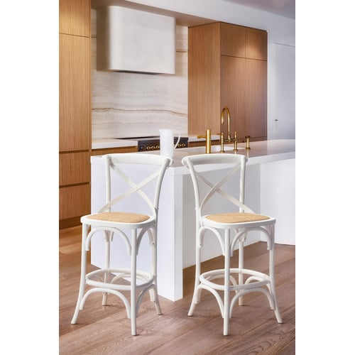 Temple & Webster 65cm Bella Cross Back Solid Birch Wood Bar Stool