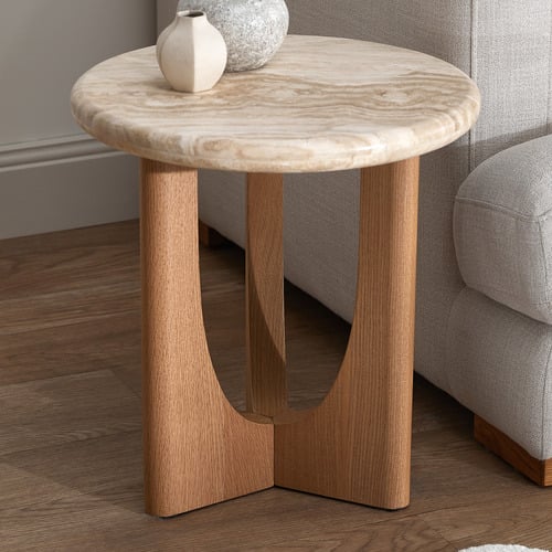 Temple & Webster Annalisa Travertine Stone Side Table