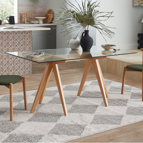 Rectangular Clear Top 160cm Trestle Dining Table Product Video