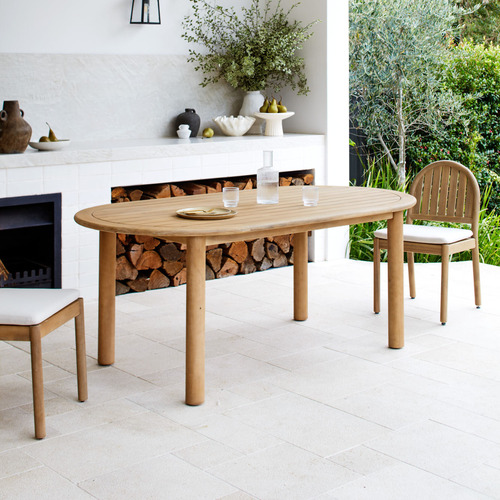 Temple & Webster 6 Seater Corfu Acacia Wood Outdoor Dining Table