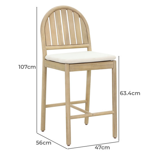 Temple & Webster 67.4cm Corfu Acacia Wood Outdoor Bar Stools