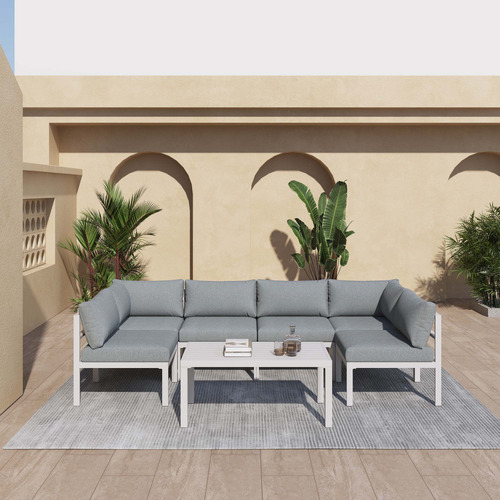 Temple & Webster 6 Seater Lyon Outdoor Lounge Set