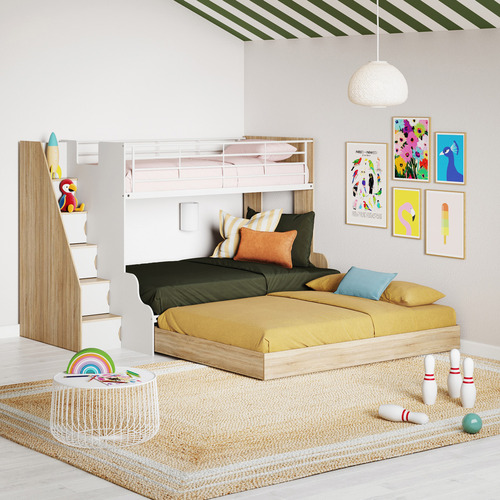 Double single bunk bed with trundle store