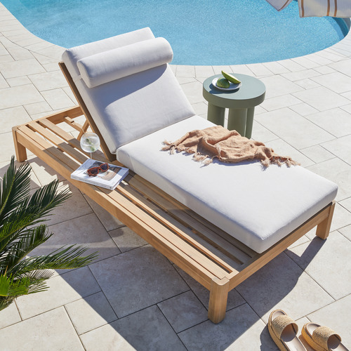 Temple & Webster Seaforth Acacia Wood Sun Lounge