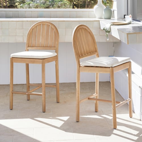 Temple & Webster 67.4cm Corfu Acacia Wood Outdoor Bar Stools