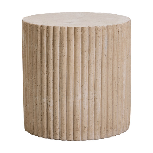 Temple & Webster Audrey Travertine-look Outdoor Side Table