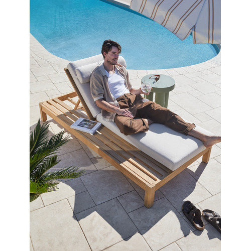 Temple & Webster Seaforth Acacia Wood Sun Lounge