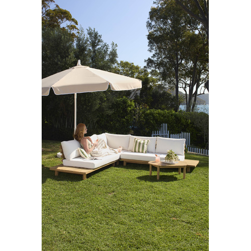 Temple & Webster 5 Seater Clifton Acacia Wood Outdoor Modular Lounge Set