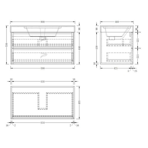 Temple & Webster Viola-Look 900mm Wall-Hung Single Vanity