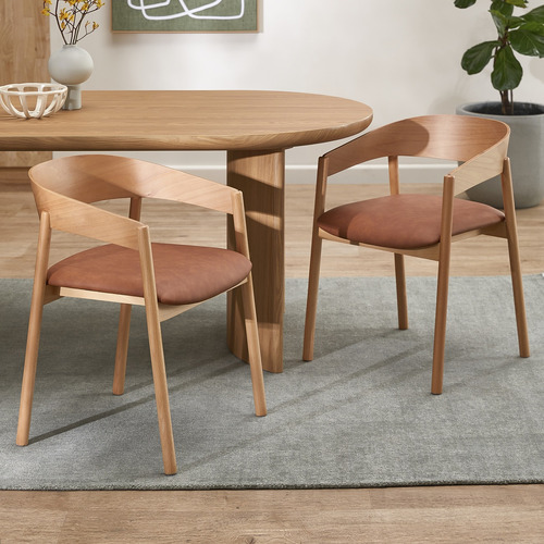 Temple & Webster Mattia Curved Back Solid Beech Wood Dining Chair