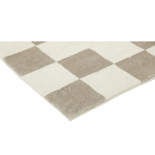 Temple & Webster Natural Reign Check Machine Washable Rug