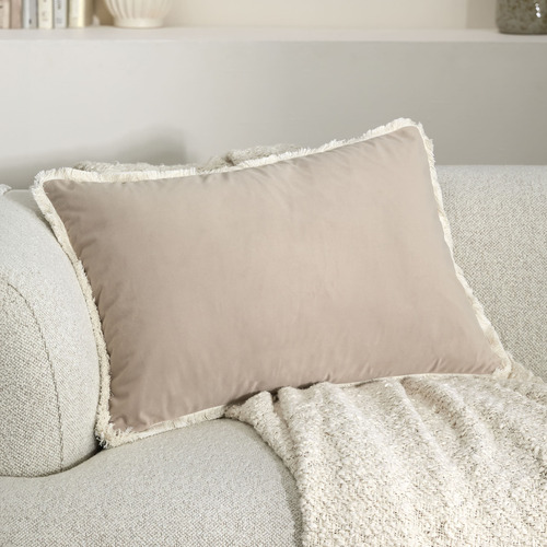Temple & Webster Orlena Fringed Rectangular Velvet Cushion