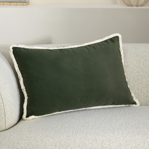 Temple & Webster Orlena Fringed Rectangular Velvet Cushion
