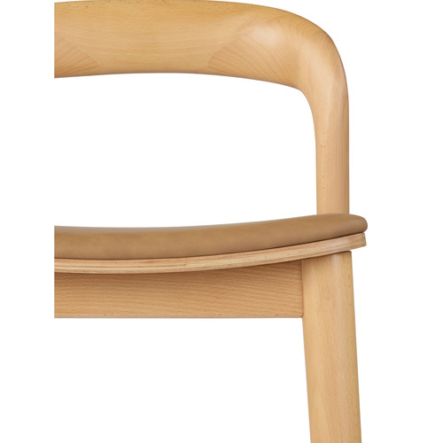 Temple & Webster 65.5cm Monk Beech Wood & Faux Leather Bar Stool